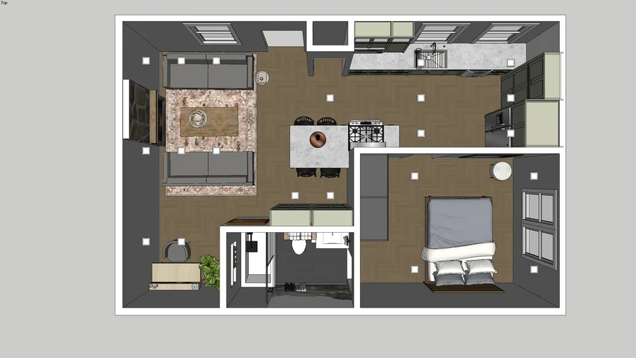 1 Bedroom 600 sqft apt | 3D Warehouse