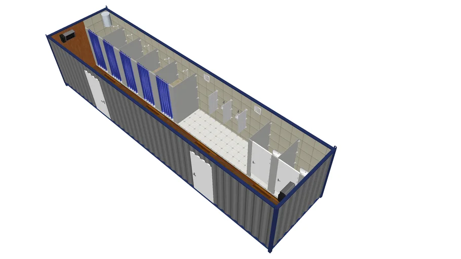 40ft. Ablution Container (Washrooms + Toilets + Sinks + Urinals) | 3D Warehouse