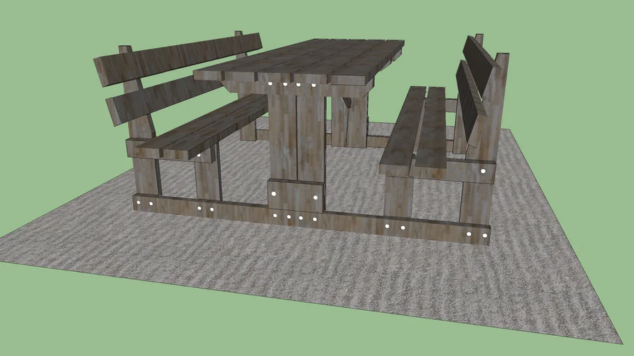 Outdoor table with benches | 3D Warehouse