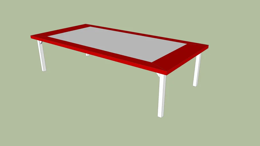 Table rectangulaire rouge et blanche (3,86 / 1,86) | 3D Warehouse