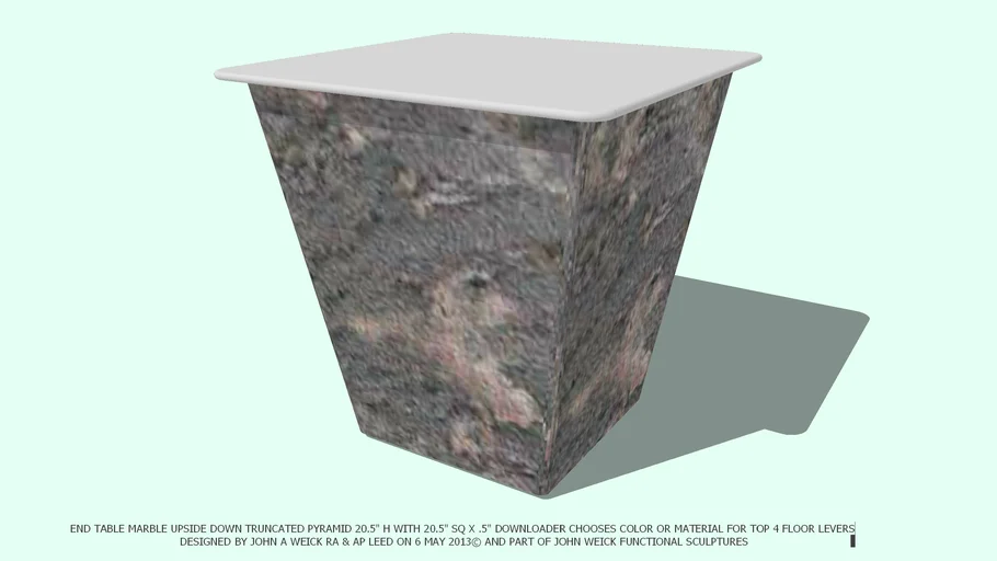 END TABLE 20 MARBLE TRUNCATED PYRAMID NO COLOR ON TOP BY JOHN A WEICK ...