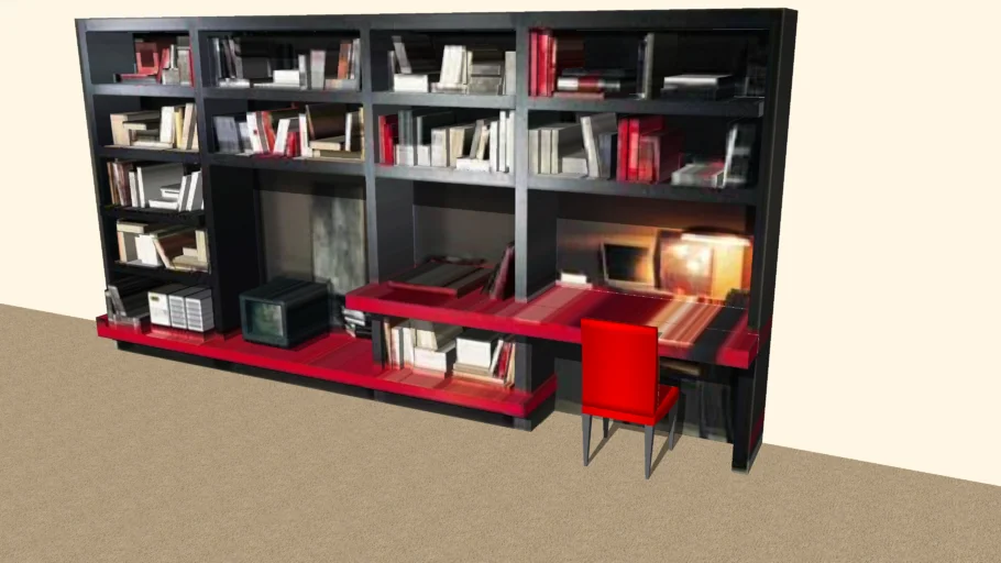 Bookcase red and black | 3D Warehouse