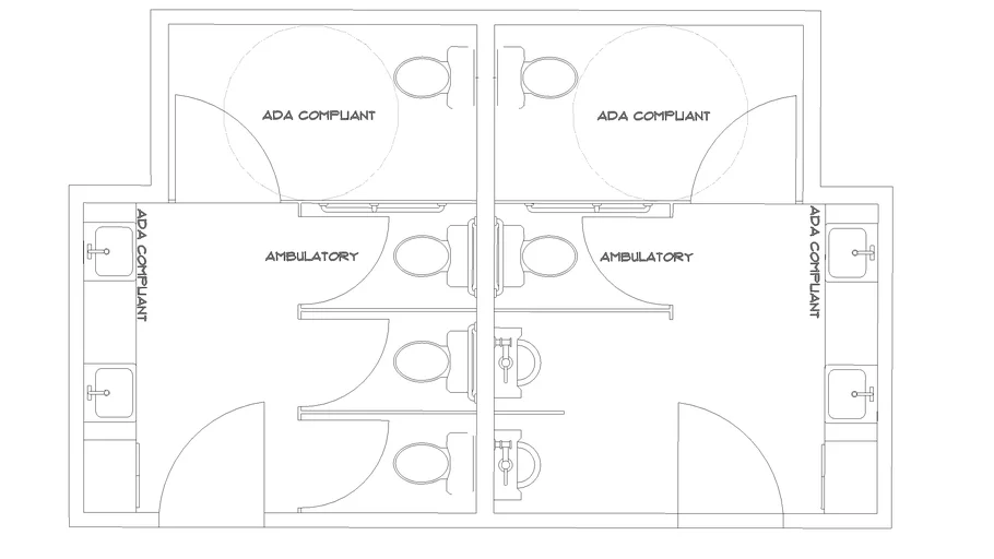 2D Dbl Bathroom - 4 units ea | 3D Warehouse