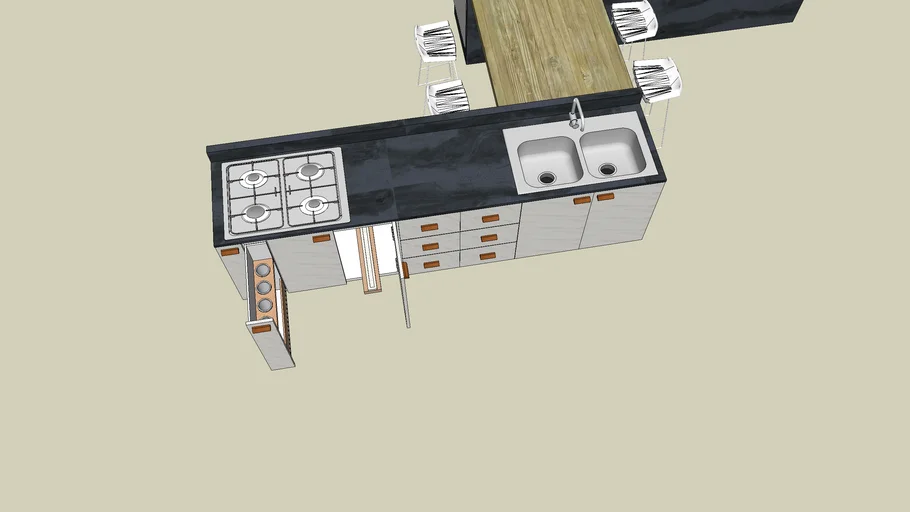 Cocina isla doble (esp.residencial) | 3D Warehouse