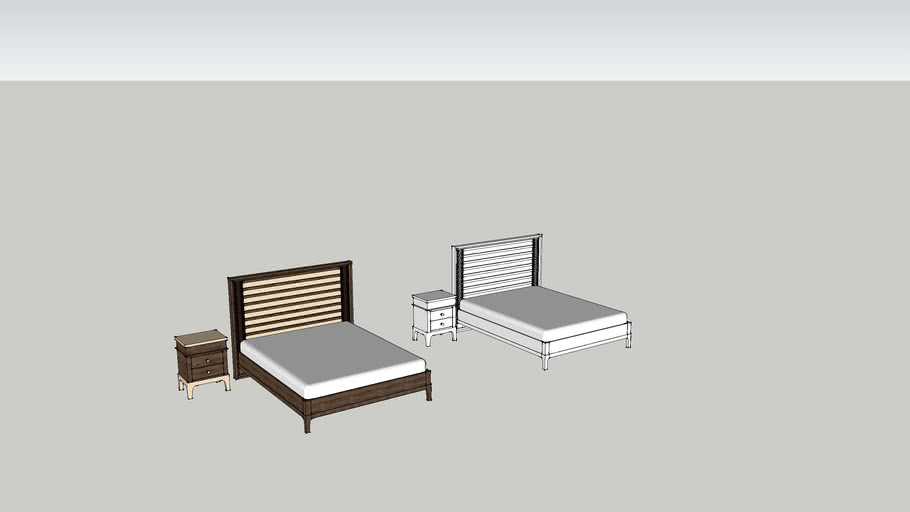 Vintage bed with bedside table | 3D Warehouse