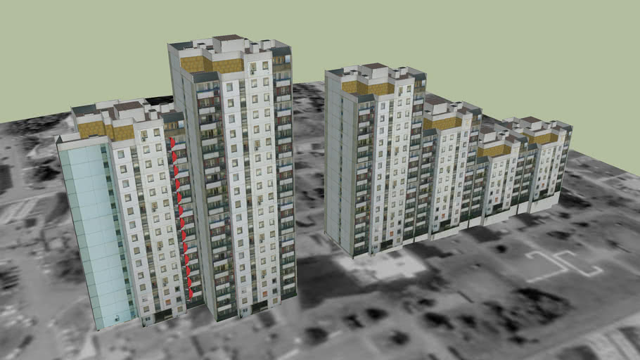 Blok 62, Nehruova br. 58, 60, 62, 64, 66, 68, Novi Beograd | 3D Warehouse