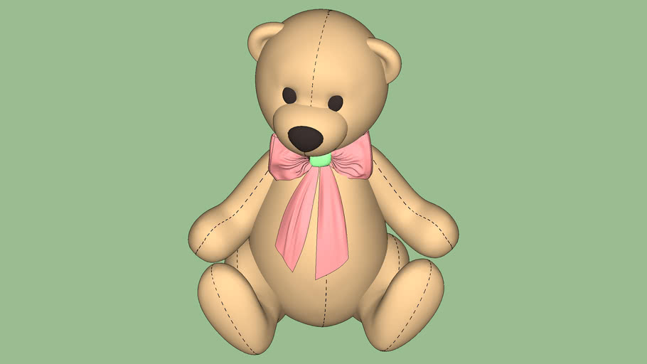 Teddy Bear w Pink/Green Bow | 3D Warehouse