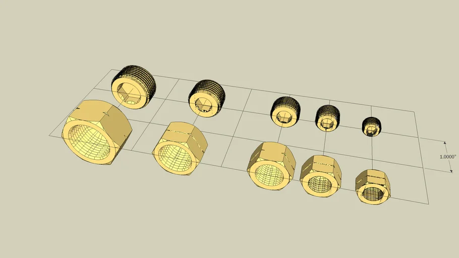 Brass Caps and Hex Socket Plugs | 3D Warehouse