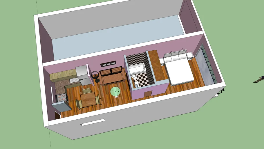 One Bedroom App 384 sqf - 32 m2 dos ambientes | 3D Warehouse