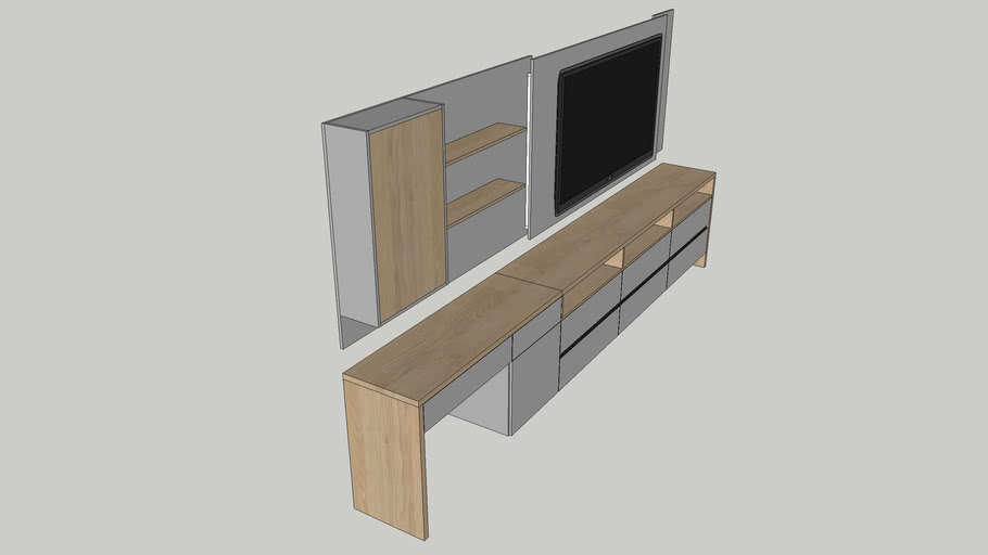 Large Tv/ Study Unit | 3D Warehouse