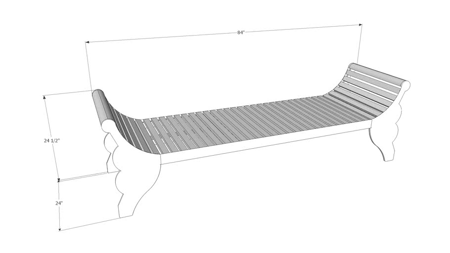 Cleopatra Wooden Long Chair | 3D Warehouse