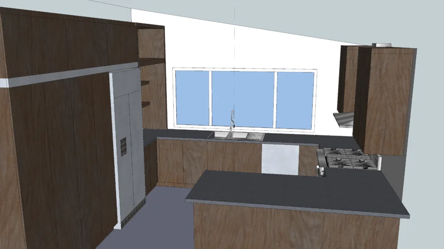 Modern Walnut Kitchen by Woodworking LA | 3D Warehouse