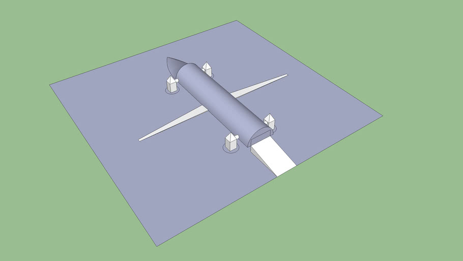 VTOL cargo plane on landing pad with loading/unloading ramp | 3D Warehouse