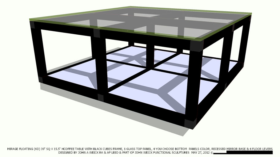 COFFEE TABLE 39 SQ BLACK CUBES CHOOSE PANEL COLOR BY JOHN A WEICK RA ...