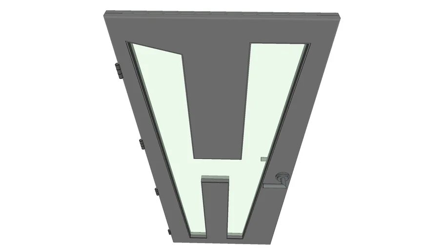 Letter 'H', 3D door, very detail with glass, lock and hinger. | 3D ...