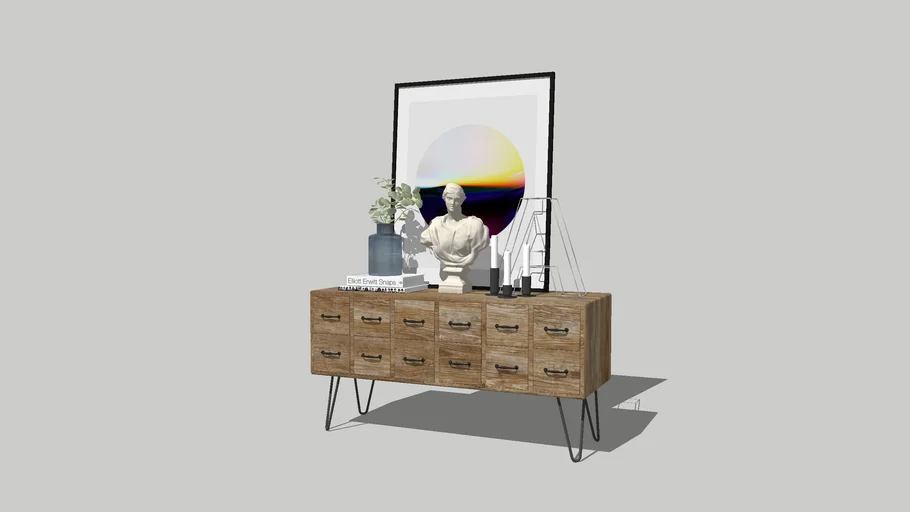 Rustic wood storage buffet table | 3D Warehouse