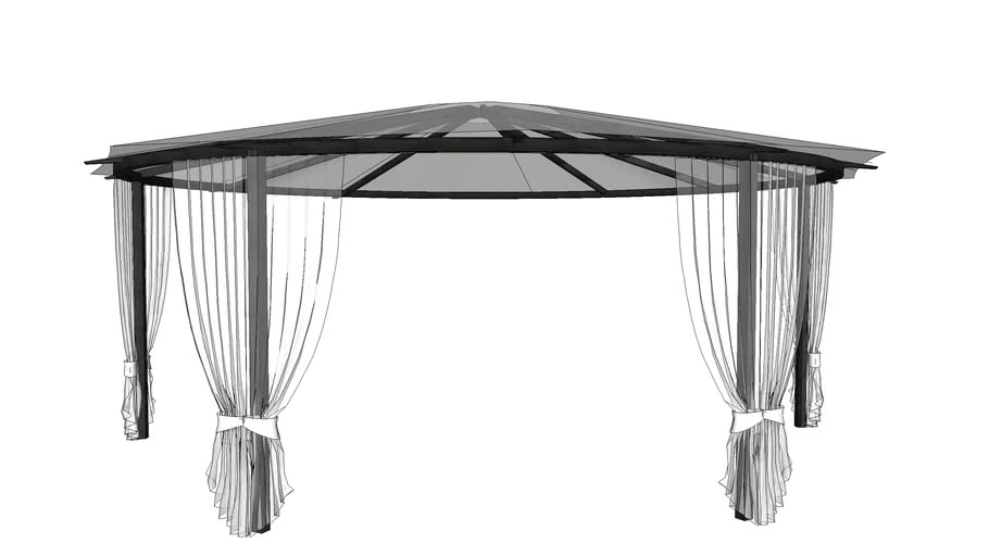 round terrase roof with curtains | 3D Warehouse