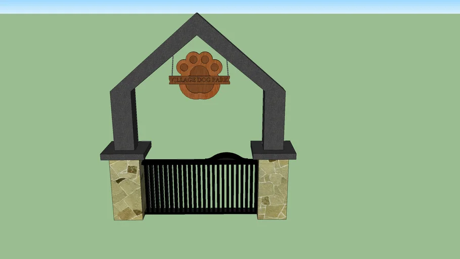 Park entrance with sign | 3D Warehouse