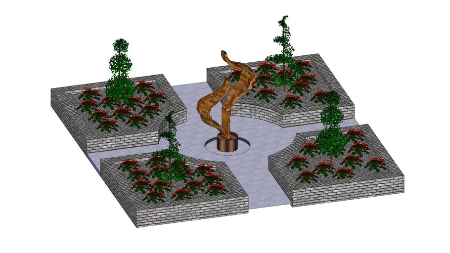 4 sq planter and circle middle | 3D Warehouse