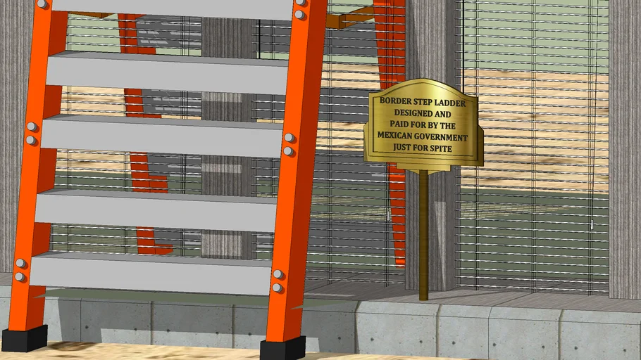 WALL - HORIZONTAL STEEL SLATS WITH MEXICAN LADDER | 3D Warehouse