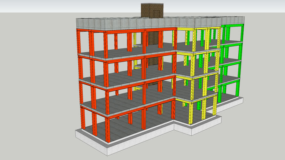 4 Storey Steel & Column Building | 3D Warehouse