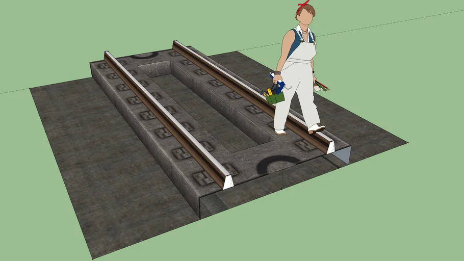 Rail sleeper, slab type with hole, 1435mm gauge | 3D Warehouse