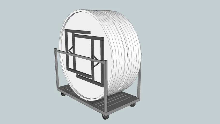 Folding Table Cart with 60' round tables | 3D Warehouse