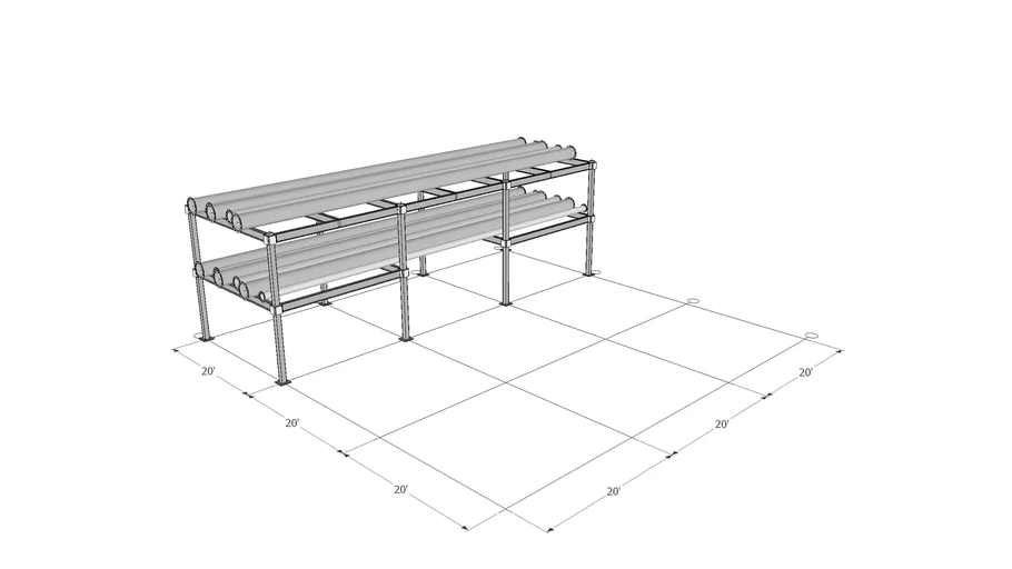 20'x20' Bay ConXR Multi Level Pipe Rack | 3D Warehouse