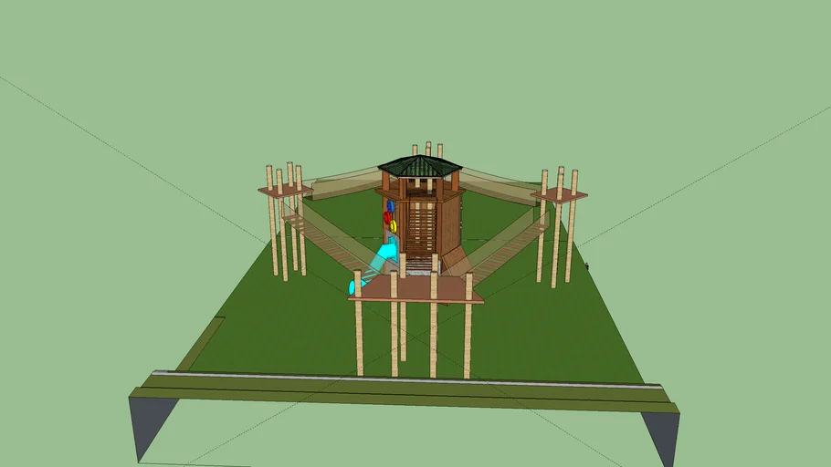 Sky Ranch Hexagon Tower with Observation Towers, Bridges | 3D Warehouse