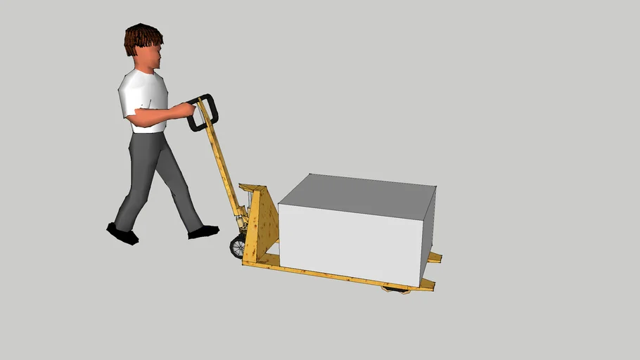 Man pushing pallet jack | 3D Warehouse