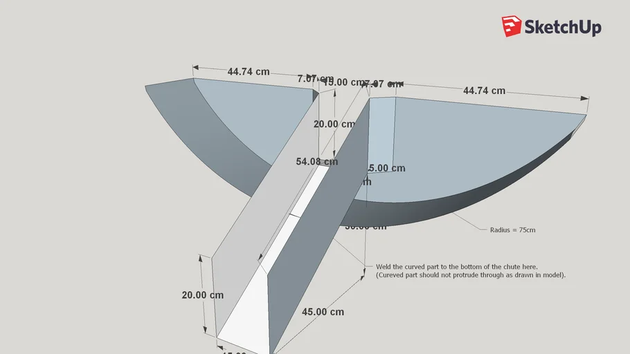Durham Outflow Chute - 100mm Step Up - R=750mm | 3D Warehouse