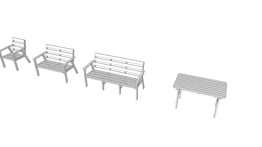 Benches & Table | 3D Warehouse