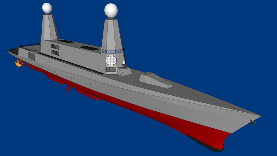 USN Large Future Surface Combatant: Stealthy Enlarged Burke WIP | 3D ...