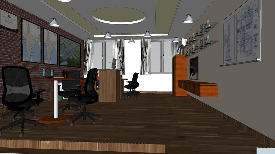 Office Interior, Stretch False Ceiling | 3D Warehouse