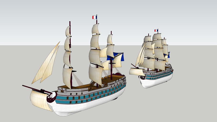 18th Century French 3rd Rate Lineships (see British version first) | 3D ...