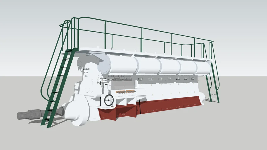 Busch-Sulzer 10-cylinder marine diesel engine | 3D Warehouse