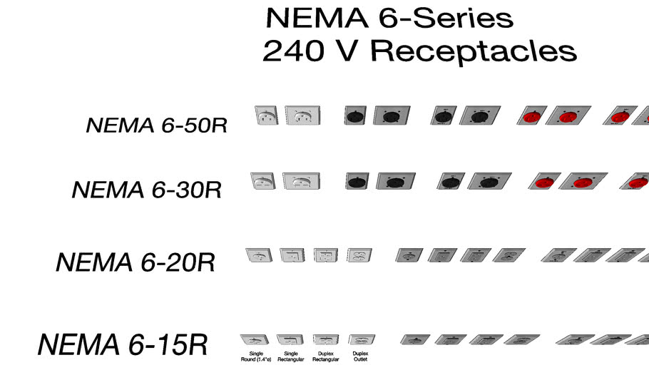 NEMA 6-Series (240 V) Electrical Receptacles | 3D Warehouse