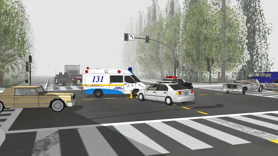 Intersection Car Crash. | 3D Warehouse