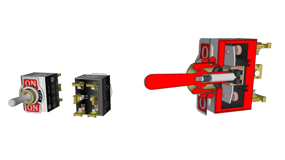 DPDT center Zero switch detailed | 3D Warehouse