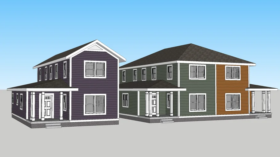 American vernacular detached and duplex houses (urban/neotraditonal/TND ...