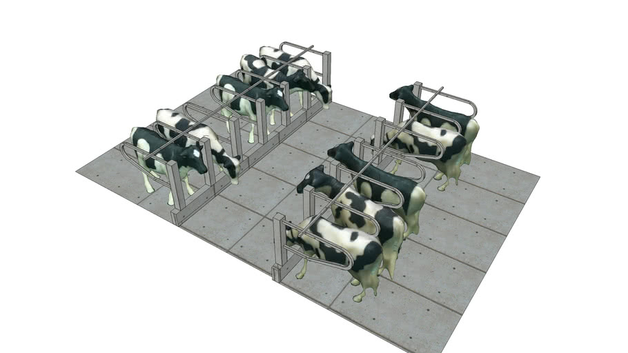 Rovibec Cow Row 2 Sides (Corridor 2.5 m)/ 20', 10 Cows | 3D Warehouse