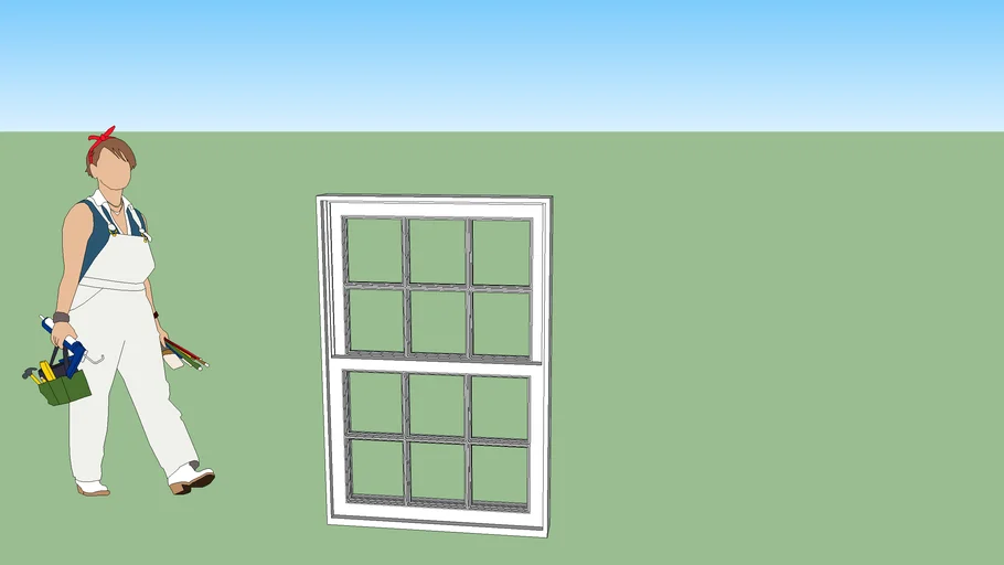 double hung window 6 over 6, 37.5'x55.75' | 3D Warehouse