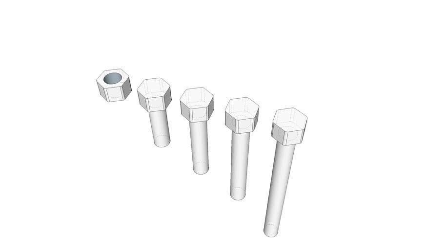 M12 skruv och mutter | 3D Warehouse