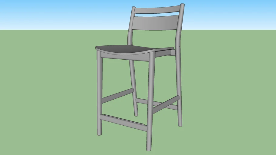 Sigsbee Counter Height Stool, Wood Seat and Back | 3D Warehouse