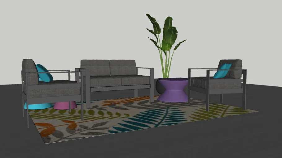 Patio Set - Chairs and Love Seat | 3D Warehouse