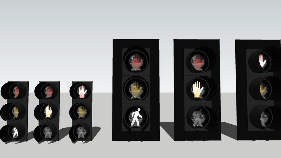 neon LED hand, hand, man 8-inch and 12-inch pedestrean signals | 3D ...