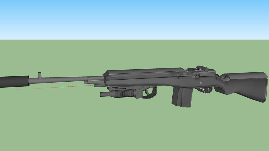 M14 assault rifle with grenade launcher, silencer and laser sight. | 3D ...