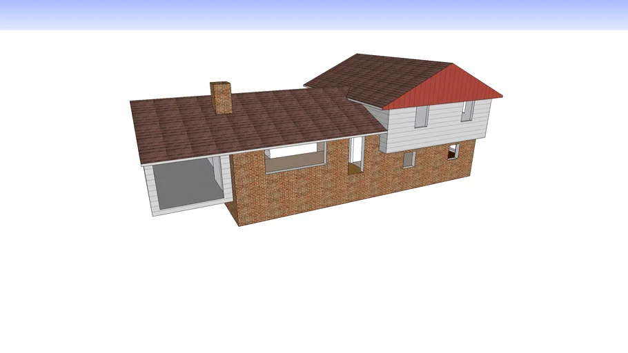 Split level ranch house with attached single car garage. | 3D Warehouse