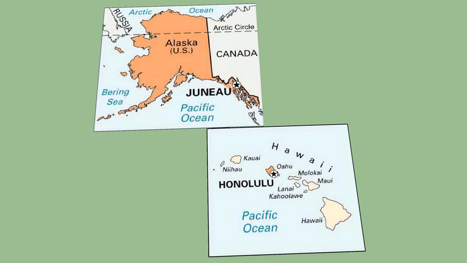 Map of Alaska and Hawaii with Capitals | 3D Warehouse