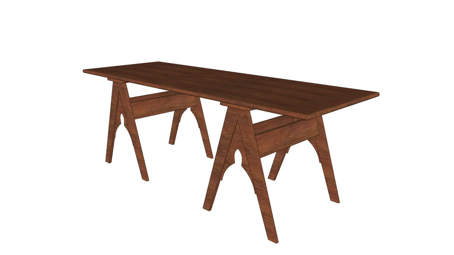 Wooden Trestle Table | 3D Warehouse